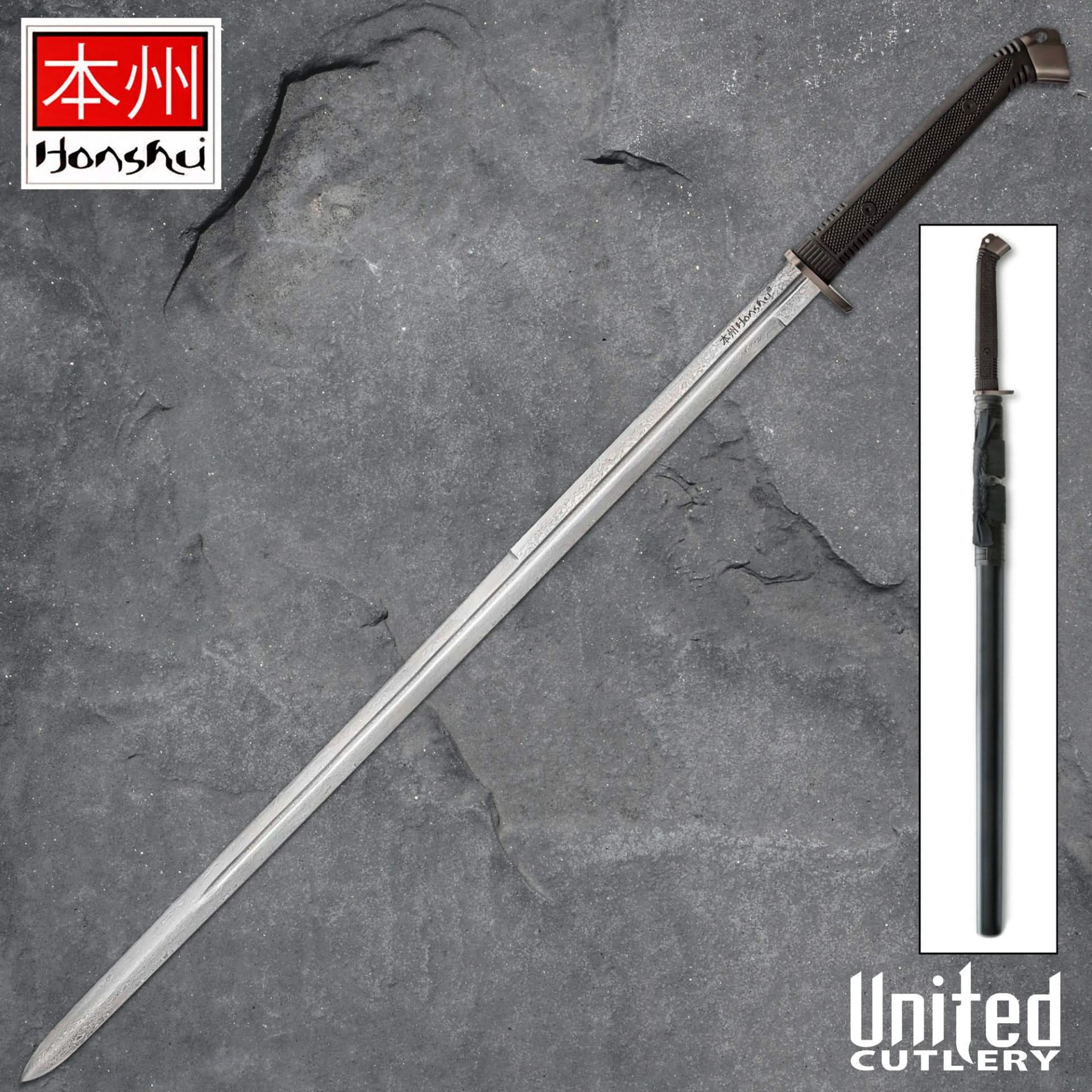 United Cutlery UC3245ND Honshu Boshin Damascus Double Edge Sword ...